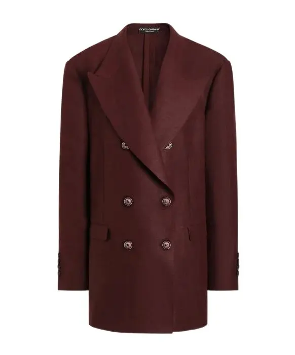 Dolce & Gabbana Double-breasted Oversized Linen Blazer - Brown
