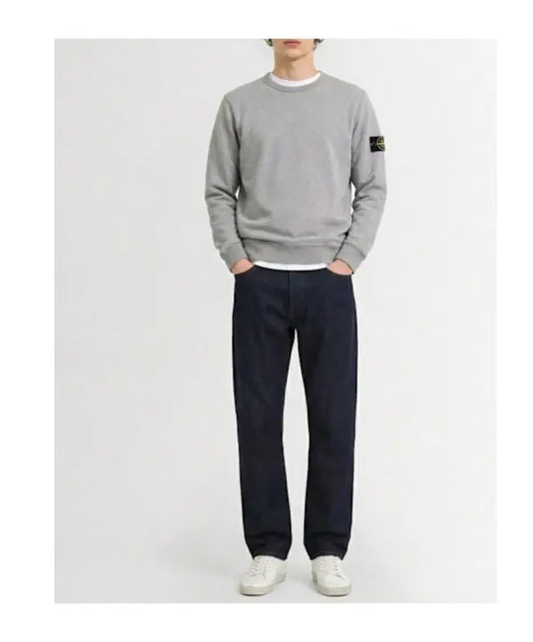 Stone Island Brushed Cotton Crewneck Sweatshirt With Sleeve Logo Patch - Black