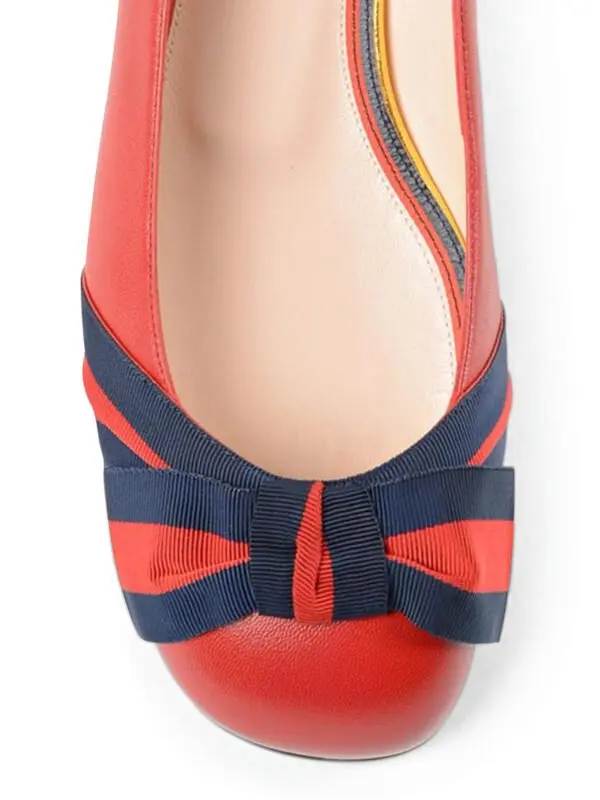 Gucci Leather Ballet Flats With Bow Detailing