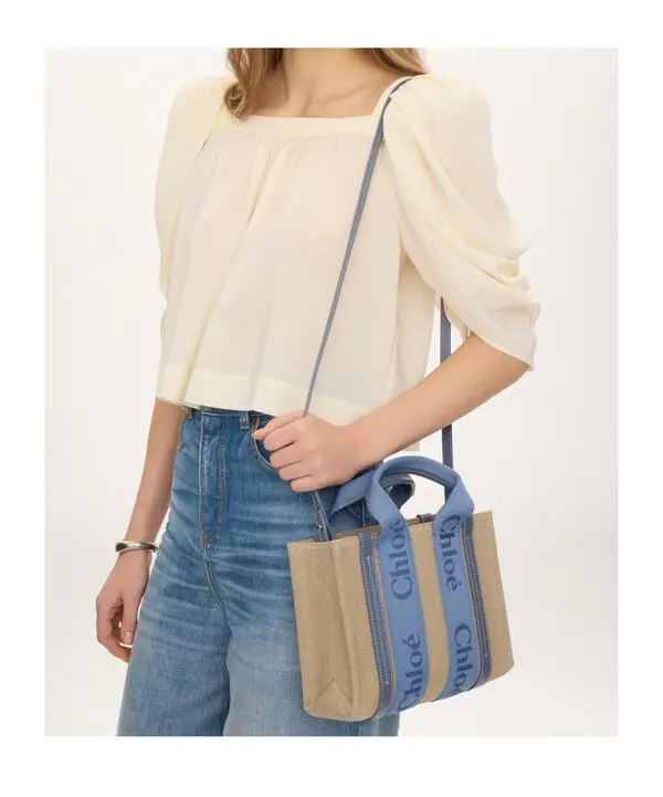Chloé Woody Small Tote Bag - Ash Blue