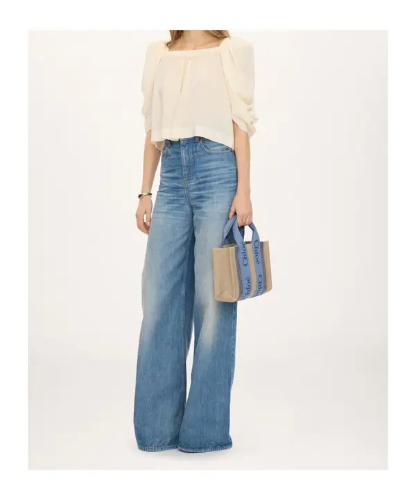 Chloé Woody Small Tote Bag - Ash Blue