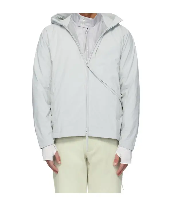 POST ARCHIVE FACTION (PAF) Long Sleeve Zip Up Hooded Jacket - Light Gray