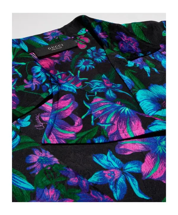 Gucci Silk Jacquard Floral Print Chemisier Dress