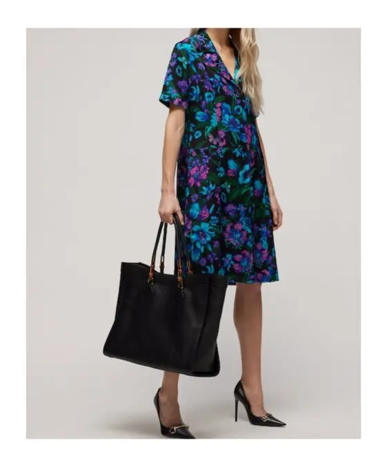 Gucci Silk Jacquard Floral Print Chemisier Dress