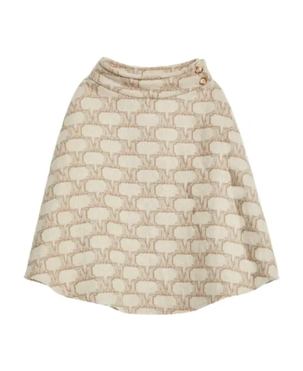 Max Mara Wool And Cashmere Jacquard Logo Cape - Nude