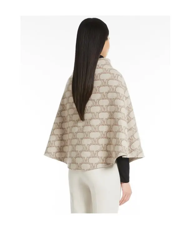 Max Mara Wool And Cashmere Jacquard Logo Cape