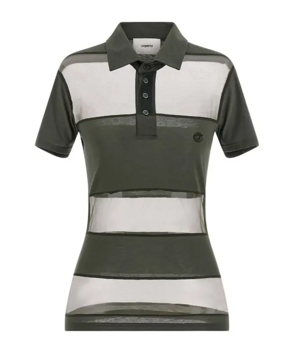 Coperni Short-sleeved Striped Sheer Polo Top