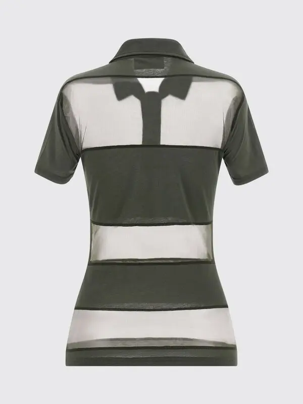 Coperni Short-sleeved Striped Sheer Polo Top