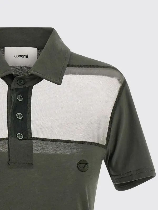 Coperni Short-sleeved Striped Sheer Polo Top