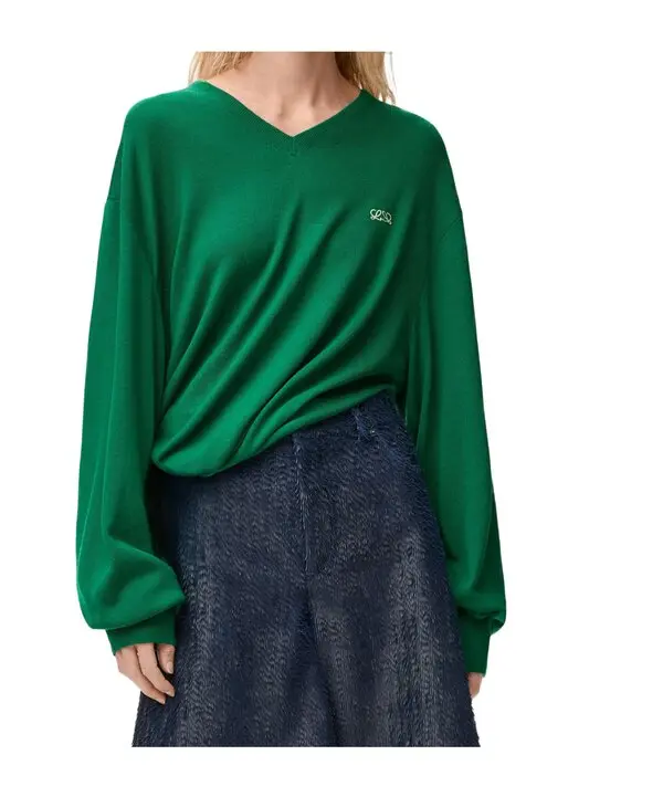 Loewe Knotted V-neck Sweater - Green