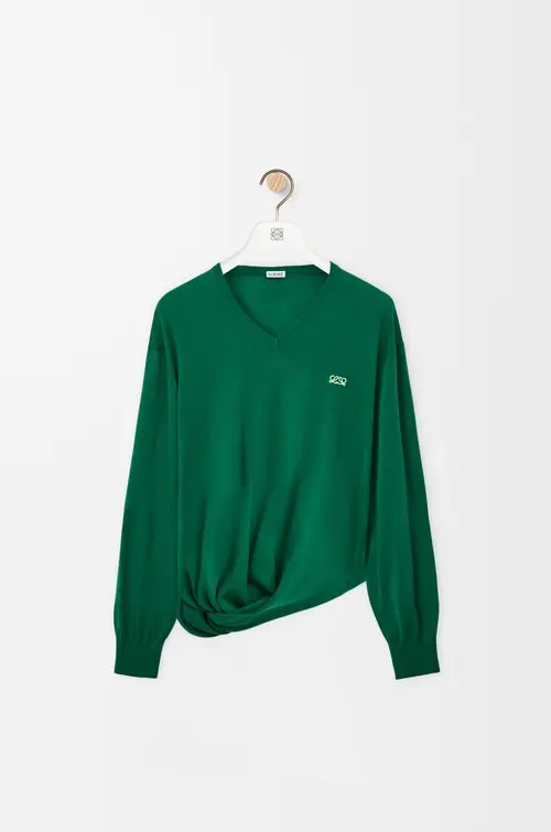 Loewe Knotted V-neck Sweater - Green