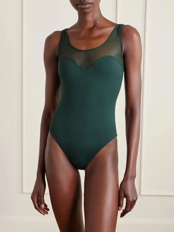 ERES Scoop-back One-piece Swimsuit With Mesh Neckline