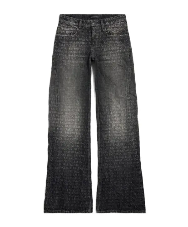 Balenciaga Logo Detailed Flared Jeans - Faded Black