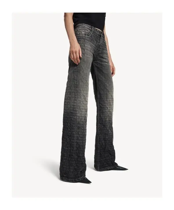 Balenciaga Logo Detailed Flared Jeans - Faded Black