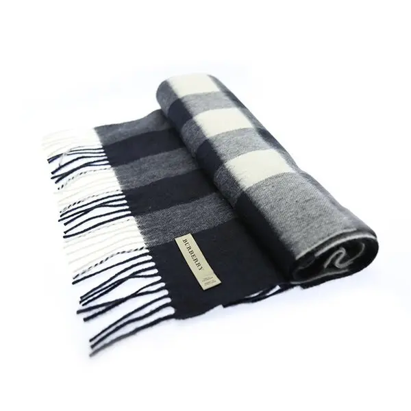 Burberry Navy Blue Checkered Scarf