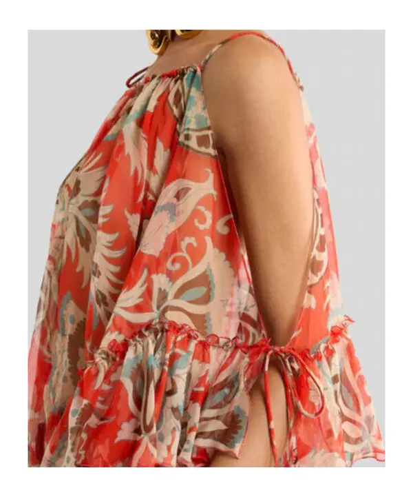 Etro Ruffled Printed Top - Nude