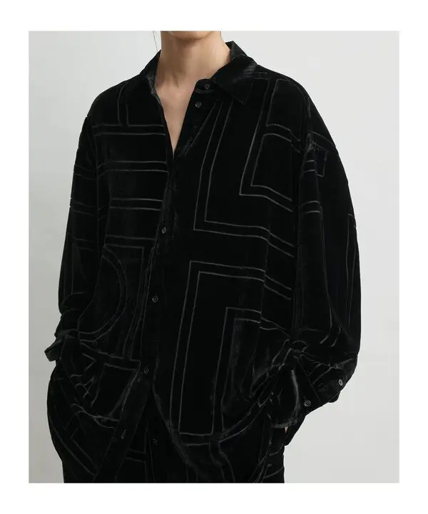 TOTEME Oversized Devoré Shirt - Black