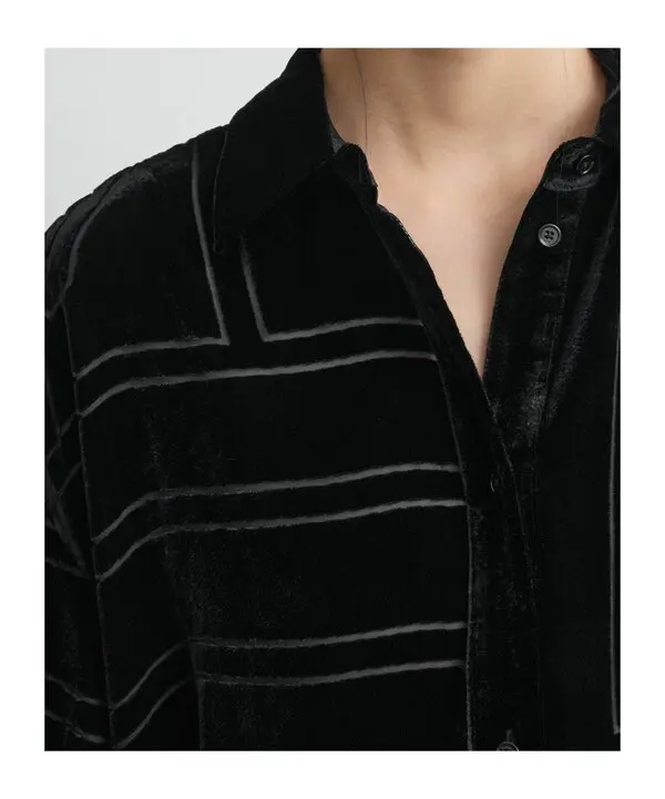 TOTEME Oversized Devoré Shirt - Black
