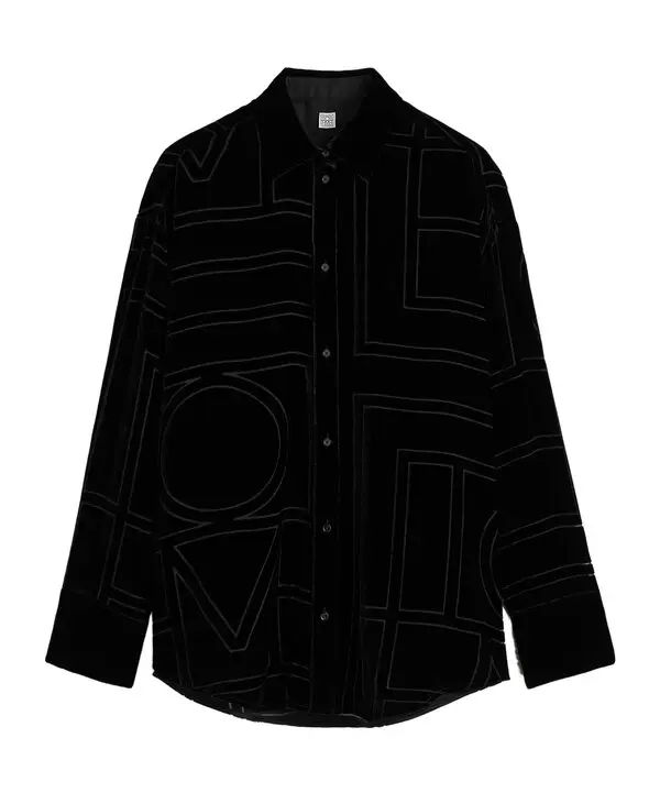 TOTEME Oversized Devoré Shirt - Black