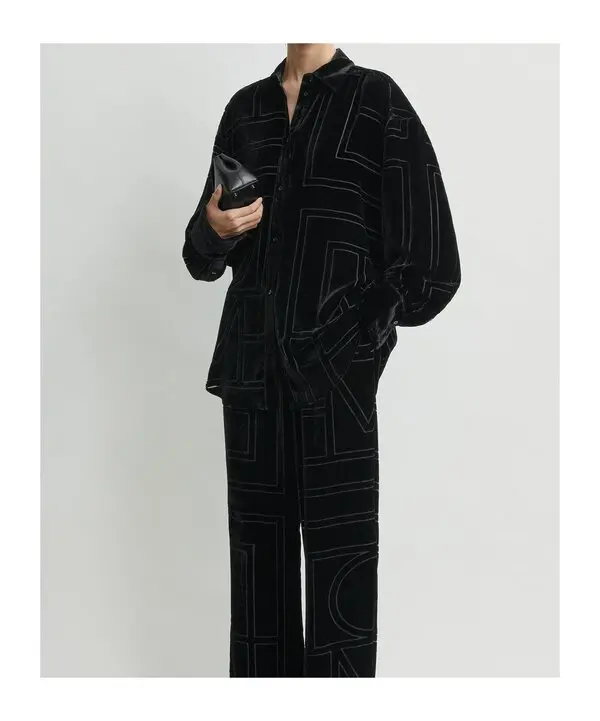 TOTEME Oversized Devoré Shirt - Black