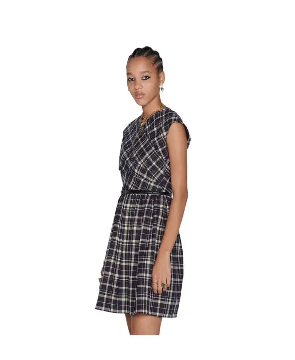 Dior Sleeveless V-neck Plaid Dress