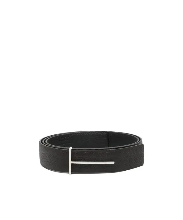 TOM FORD Leather Logo Belt - Black