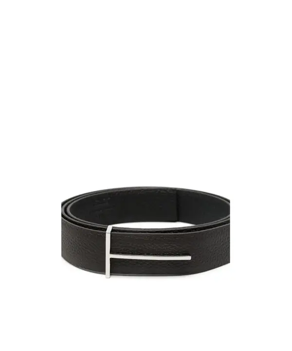 TOM FORD Leather Logo Belt - Black