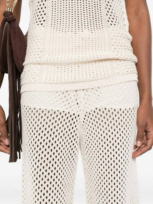 GOLDEN GOOSE Open-knit Wide-leg Drawstring Pants - White