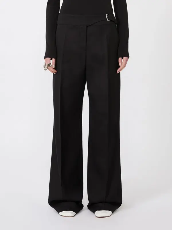 Sportmax Salita Pleated Trousers With Asymmetrical Waistband - Black