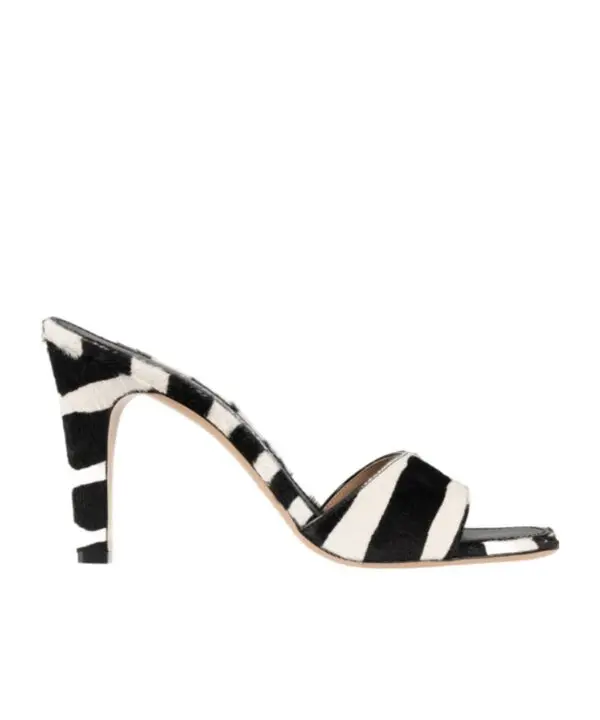 FERRAGAMO Tatiana 95 Printed Heeled Sandals - White/black