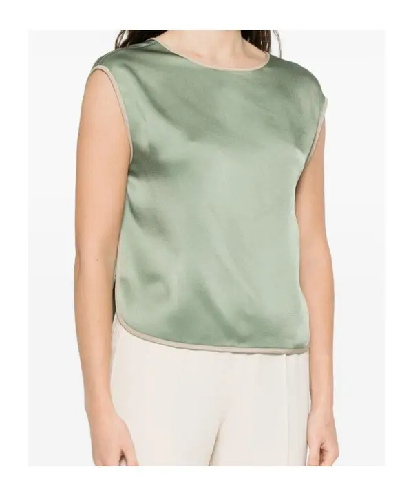 FORTE_FORTE Sleeveless Blouse With Piped Edges