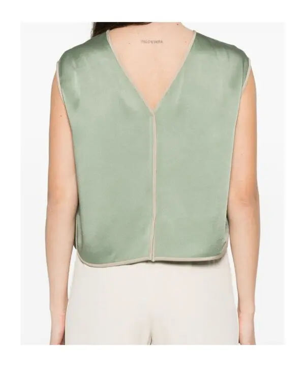 FORTE_FORTE Sleeveless Blouse With Piped Edges