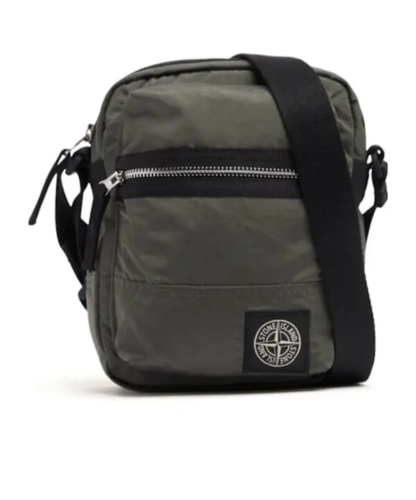 Stone Island Coated Nylon Pouch With Adjustable Shoulder Strap - Black