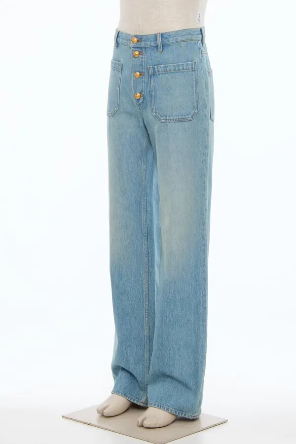 Valentino Garavani Button Detailed Regular Fit Jeans - Blue