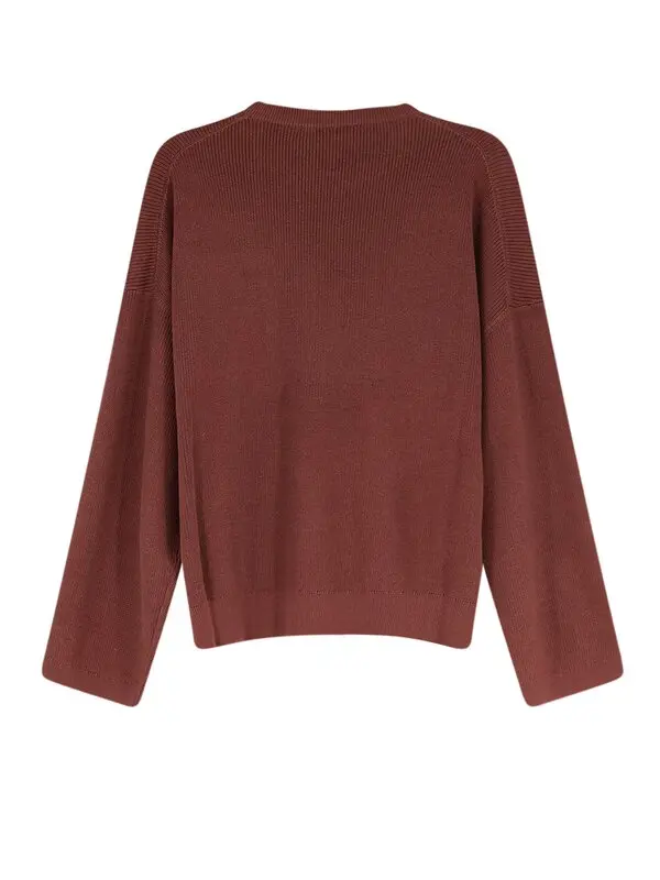 Brunello Cucinelli Crew Neck Long Sleeve Sweater With Chest Pocket - Red