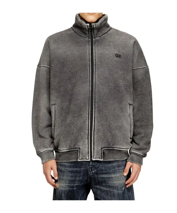 DIESEL® Full-zip Embroidered Logo Jacket - Grey