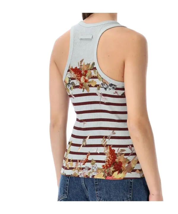 JEAN PAUL GAULTIER Ribbed Knit Vest With Striped And Printed Details