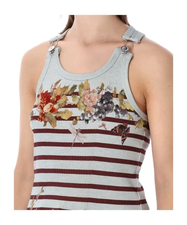 JEAN PAUL GAULTIER Ribbed Knit Vest With Striped And Printed Details