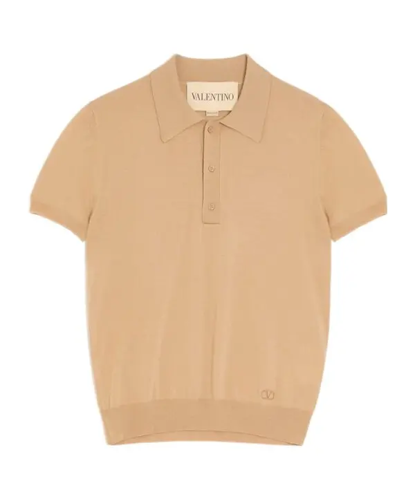Valentino Garavani Logo Embroidered Short-sleeved Polo Shirt - Nude