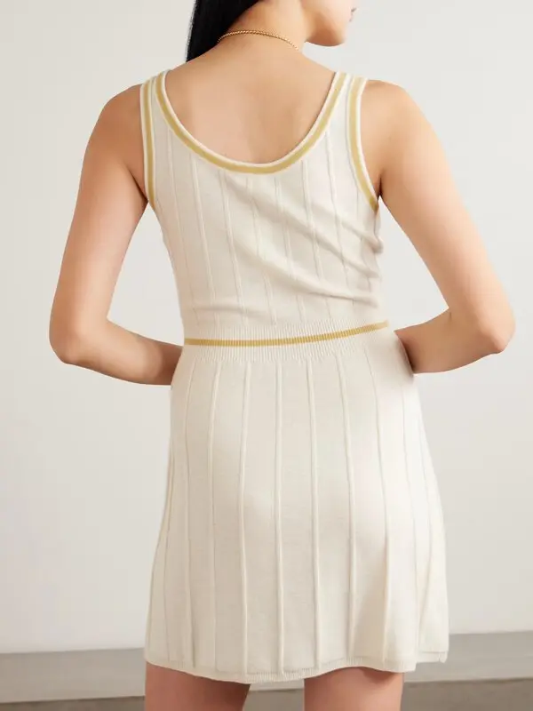 ERES Ribbed Knit Mini Dress With Stripe Trim