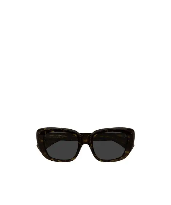 Saint Laurent Rectangle Frame Logo Detail Sunglasses - Black