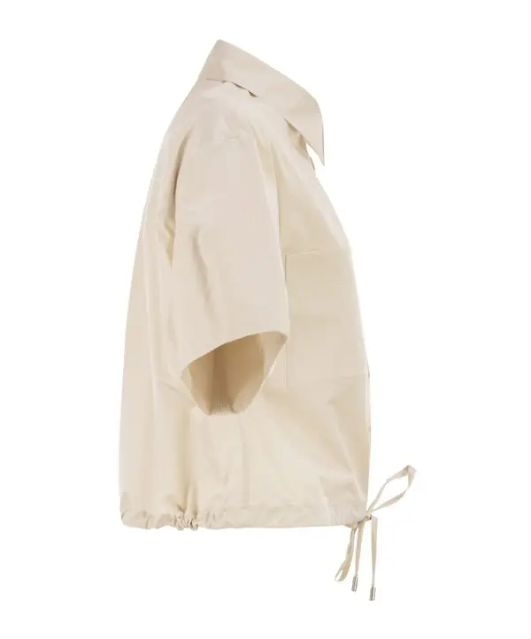 Peserico Cropped Stretch Sateen Shirt With Drawstring Hem