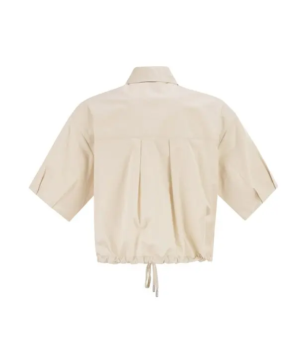 Peserico Cropped Stretch Sateen Shirt With Drawstring Hem