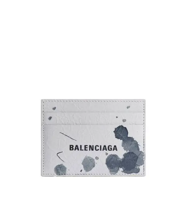 Balenciaga Logo Printed Card Holder - Light Gray