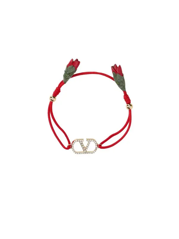 Valentino Garavani Vlogo Signature Bracelet With Floral Detail - Red
