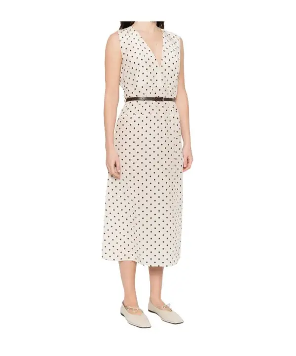 P.a.r.o.s.h Polka-dot Sleeveless Midi Dress