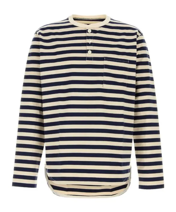 Junya Watanabe Striped Long-sleeve Henley T-shirt