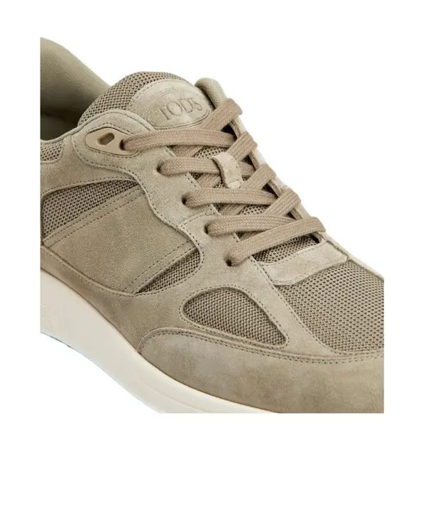 TOD'S Panelled Lace-up Suede And Leather Sneakers - Nude