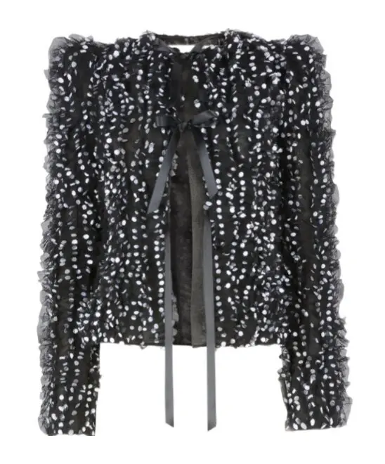 Nina Ricci Polka Dot Tie-front Jacket - Black
