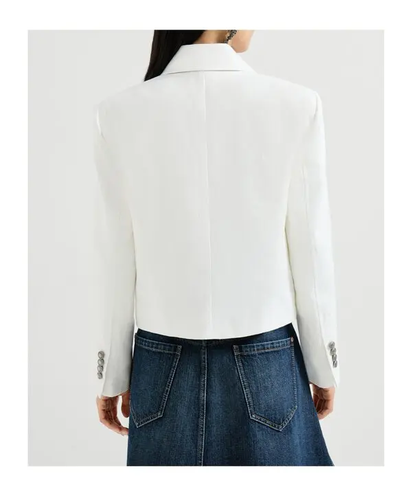Brunello Cucinelli Long Sleeve Double Breasted Blazer - White